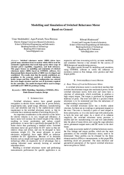 Pdf Modelling And Simulation Of Switched Reluctance Motor Based On Comsol