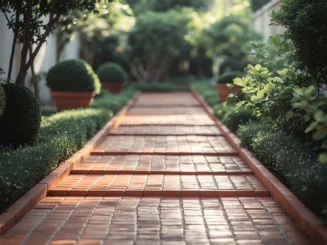 Tiled Pathway Garden Is Made Terracotta Tiles Covered Deep Clean