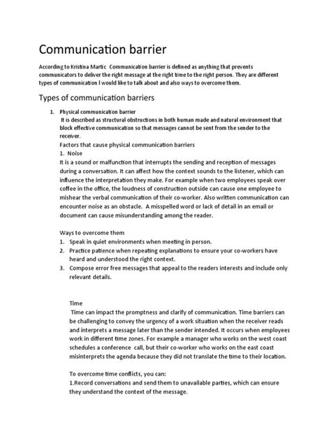 Communication Barrier Pdf Communication Jargon