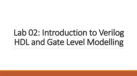 Solution Cen 422 Dsd Lab 2 Intro To Verilog Hdl And Gate Level