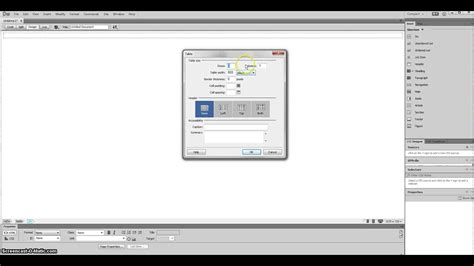 Dreamweaver 2 Creating A Table Youtube