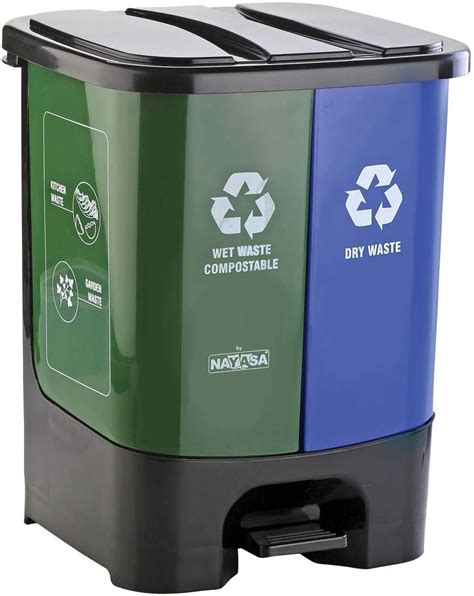 Nayasa Plastic 2 In 1 Dustbin Big 33 Liter Pedal Dustbin With Lid