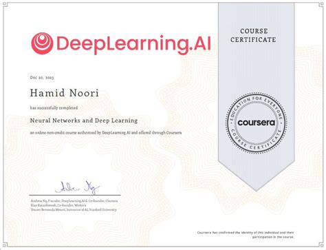 successful completion of the neural networks and deep learning course