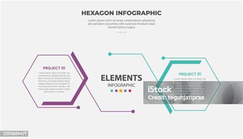육각형 또는 육각형 기본 모양 인포 그래픽 개요 스타일 2 포인트 템플릿 비교 상자 슬라이드 프레젠테이션을위한 반대 방향 0명에 대한 스톡 벡터 아트 및 기타 이미지