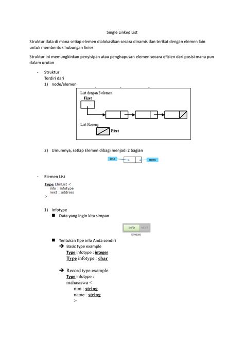 Pengertian Single Linked List Single Linked List Struktur Data Di Mana Setiap Elemen