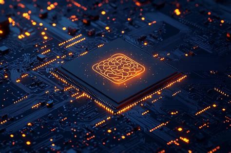 A Futuristic Chip Glowing With Data Flowing Through It Premium Ai Generated Image