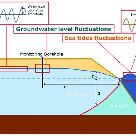 Conceptual Diagram Of Tidally Induced Groundwater Level Signals Over