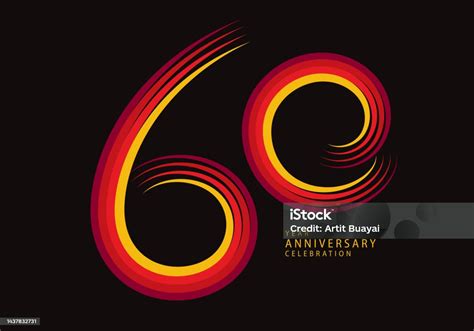 60 주년 기념 축하 로고 타입 빨간색 선 벡터 60 번째 생일 로고 60 숫자 디자인 배너 템플릿 초대 카드 포스터 티셔츠에 대 한 로고 번호 요소 로고에 대한 스톡 벡터