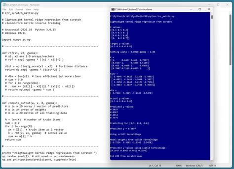 Kernel Ridge Regression From Scratch Using Python James D Mccaffrey