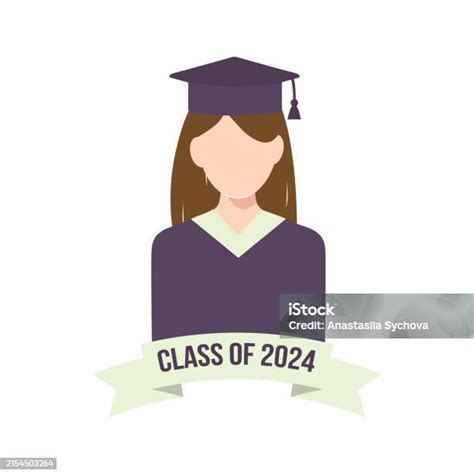 졸업식 날 파란색 졸업 교복을 입은 학생 2024년 졸업반 벡터 얼굴없는 여자 여성 실루엣 그림 흰색 고립 된 배경 공란에 대한 스톡 벡터 아트 및 기타 이미지 Istock