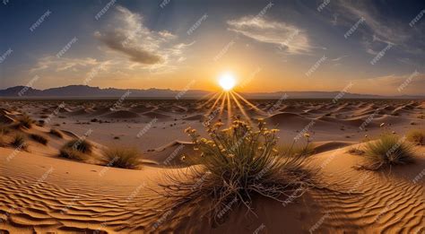 Premium Photo Sunset In The Desert Panoramic Desert Scene Sand In The