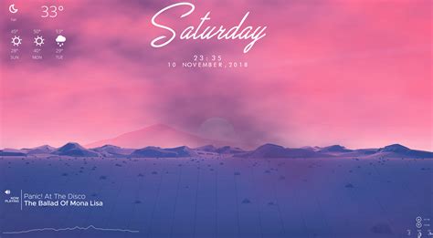 Simple Clean Digital Clock Weather And Music Visualizer Rainmeter Skin