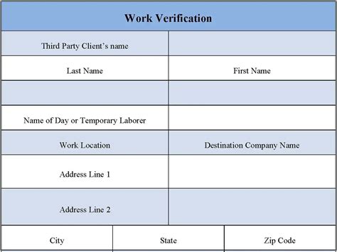 Work Verification Form Editable Pdf Forms