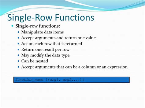 Using Single Row Functions To Customize Output Ppt Video Online Download