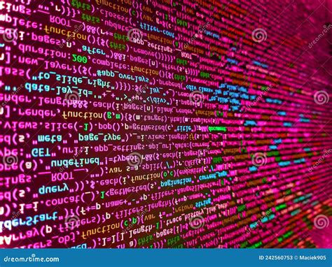 Hi Tech Modern Screen Of Data Digits And Chars On Monitor Simple