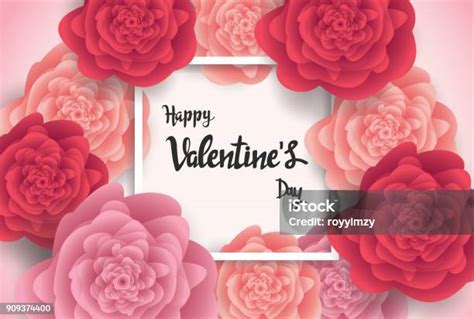 해피 발렌타인 데이 꽃 배경으로 하루 인사말 카드 벡터 일러스트 레이 션 공휴일에 대한 스톡 벡터 아트 및 기타 이미지