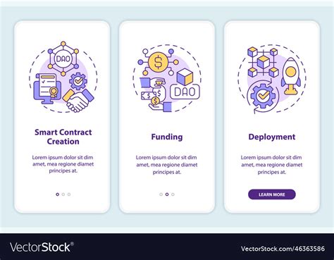 Dao Lunch Stages Onboarding Mobile App Screen Vector Image
