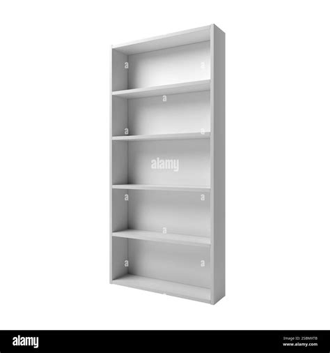Empty White Bookshelf Isolated On White Background 3d Illustration