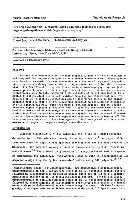 Pdf Dna Sequence Analysis A General Simple And Rapid … Of Homogeneous Dna Molecules This