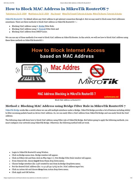 How To Block Mac Address In Mikrotik Routeros 7 Pdf