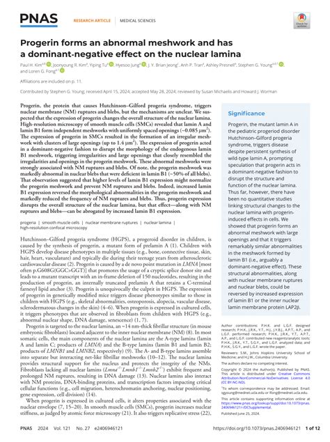 Pdf Progerin Forms An Abnormal Meshwork And Has A Dominant Negative