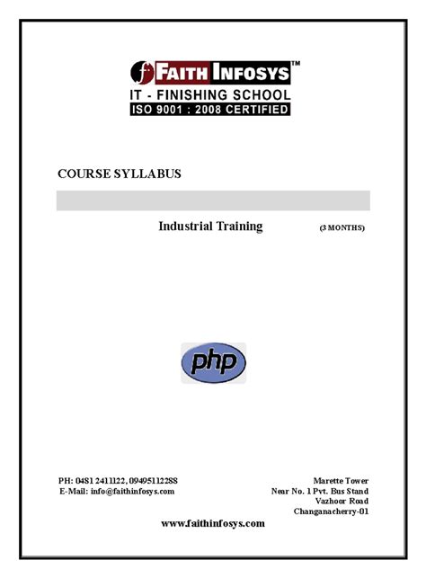Advanced Php And Mysql Course Syllabus Advanced Php And Mysql Industrial Training 3 Months