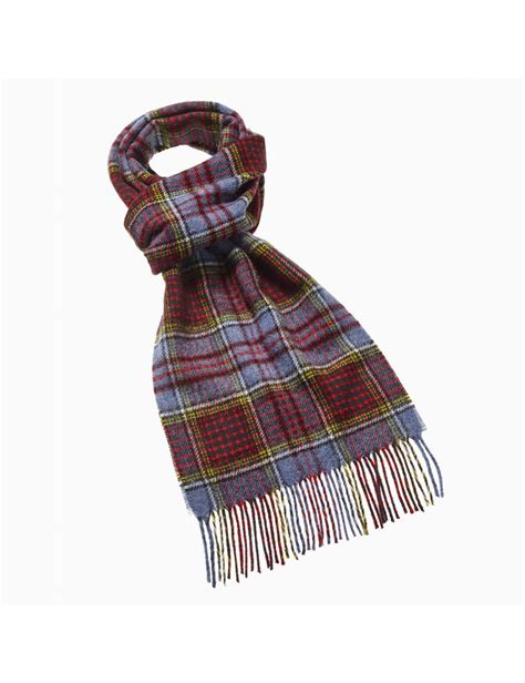 Merino Lambswool Tartan Scarf Redblue Plaid Home