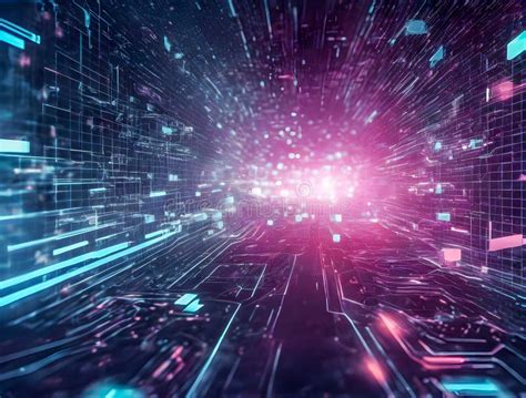 Futuristic Stream Transfer Technology Big Data And Cybersecurity Technology Concept Stock