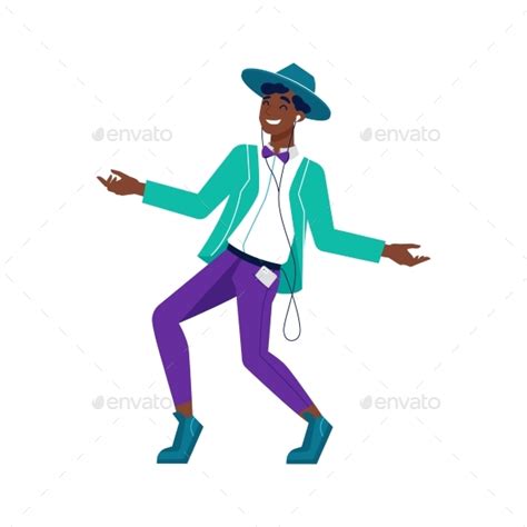 Black Man Listen Music Dance African American Vectors Graphicriver
