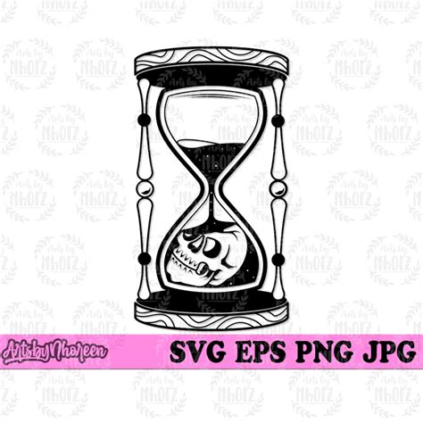 Hour Glass Skull Svg Sand Timer Clipart Time Keeper Cut File