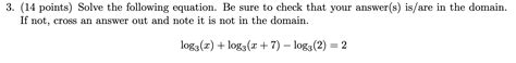 Solved 3 14 Points Solve The Following Equation Be Sure