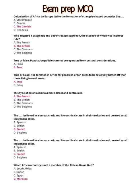 GGH Exam Prep For MCQ Exam EXAM PACK GGH The African Challenge People And