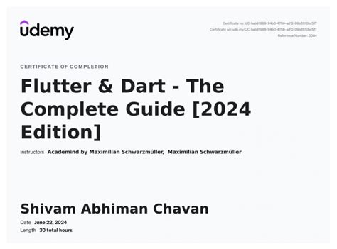 shivam chavan on linkedin successfully completed flutter and dart the complete guide[2024 edition]