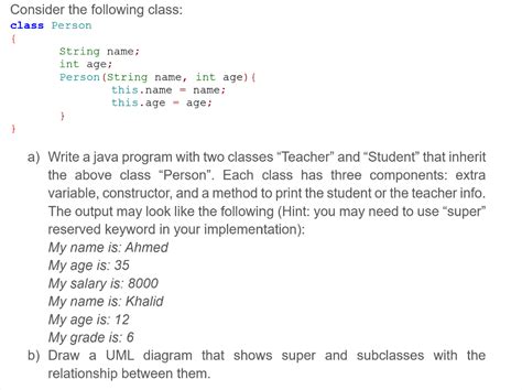 Solved Consider The Following Class Class Person String