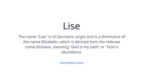 Lise Meaning Nicknames Origins And More Namepedia