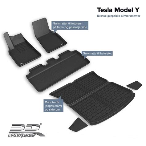 Tesla Model Y 3d Maxpider Bestselgere Allværsmatter Bilkomponenterno