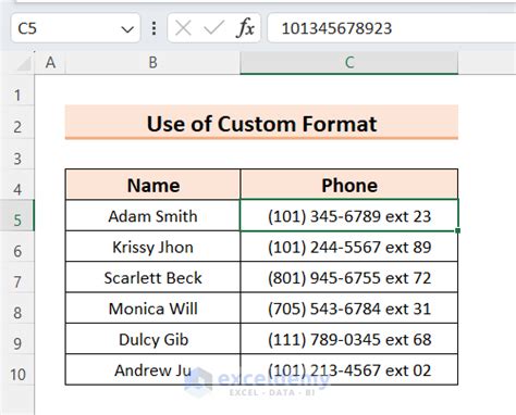 How To Format A Phone Number With Extension In Excel 3 Methods