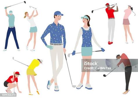 골퍼 벡터 플랫 일러스트레이션은 흰색 배경에 격리되어 있습니다 골프에 대한 스톡 벡터 아트 및 기타 이미지 골프 만화 일러스트레이션 Istock