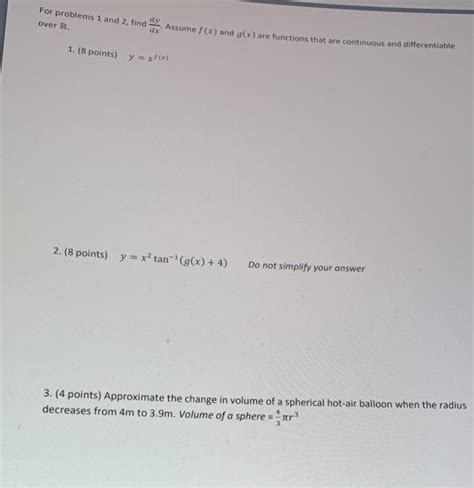 Solved For Problems 1 And 2 Find Assume F X And G X Are