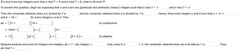 Solved If A And B Are Any Integers Such That A Mod 7 5 And