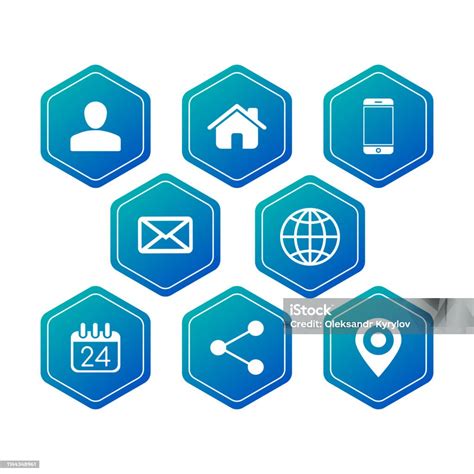 명함 웹 애플 리 케이 션에 대 한 육각형 연락처 통신 아이콘입니다 벡터 일러스트 레이 션 흰색 배경에 고립입니다 0명에 대한 스톡 벡터 아트 및 기타 이미지 Istock