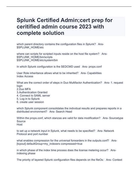 Splunk Certified Admin Cert Prep For Ceritified Admin Course 2023 With Complete Solution