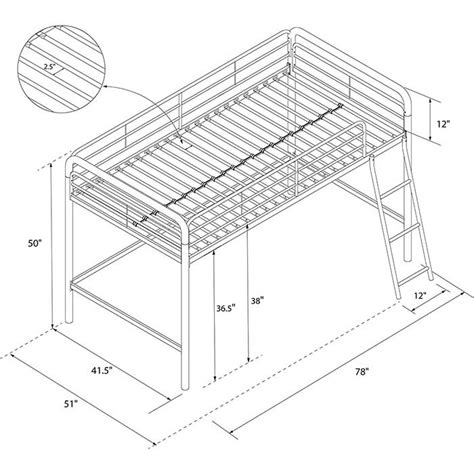 Dhp Jett Junior Twin Metal Loft Bed Cabinet Murphy Beds