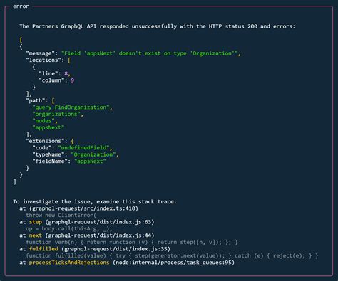 Bug The Partners Graphql Api Responded Unsuccessfully With The Status 200 And Errors