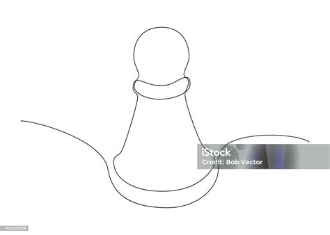 폰 체스 조각의 연속 선 그리기 씬 라인 일러스트 레이 션 벡터 개념 윤곽선 그리기 창조적 인 아이디어 스케치에 대한 스톡 벡터