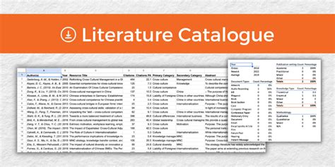Literature Review Catalog Excel Template Grad Coach