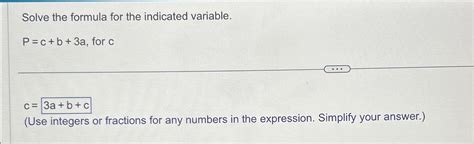 Solved Solve The Formula For The Indicated Chegg