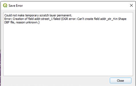 Qgis Could Not Make Temporary Scratch Layer Permanent Geographic Information Systems Stack