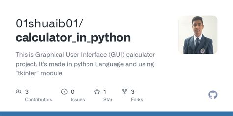 Github 01shuaib01calculatorinpython This Is Graphical User Interface Gui Calculator