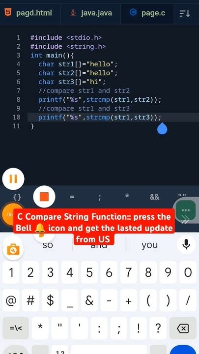 C Compare String Function Shorts Ccompare Strings Function Printf